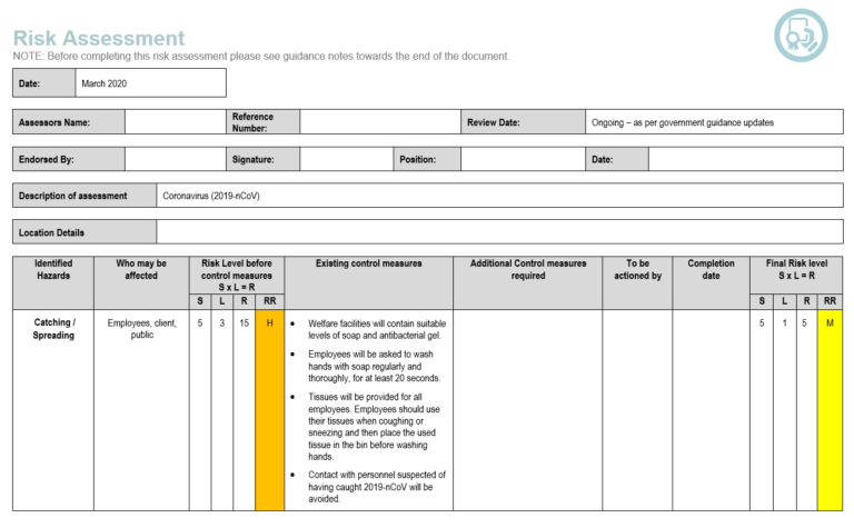 Download our Coronavirus Risk Assessment template - Club Insure Ltd